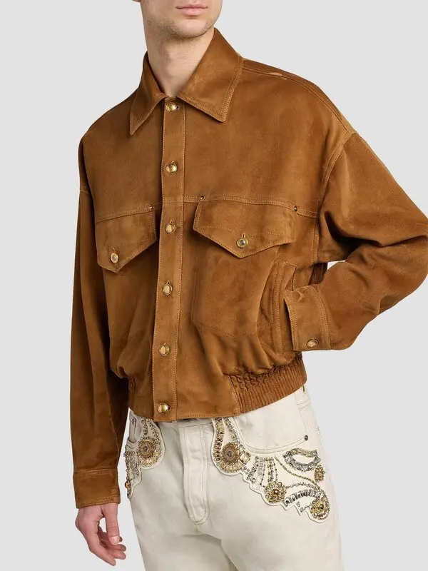 Versace Suede Drop-shoulder Blouson Jacket