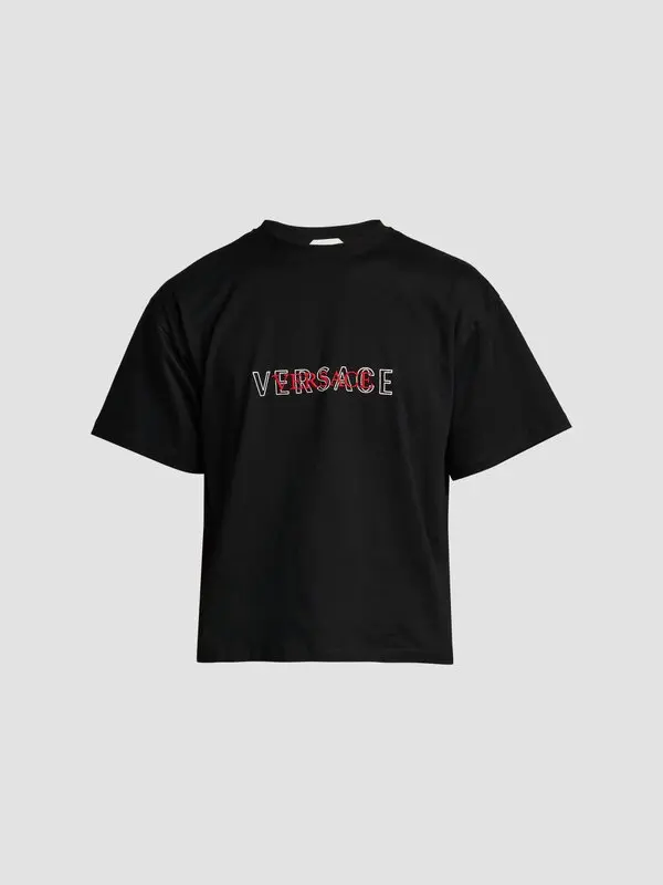 Versace Logo-embroidered Cotton T-shirt