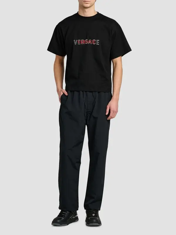 Versace Logo-embroidered Cotton T-shirt