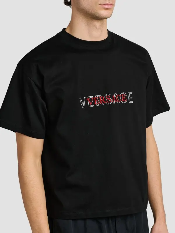 Versace Logo-embroidered Cotton T-shirt