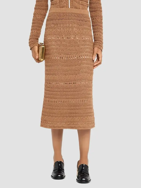 Fabiana Filippi Sequined Cotton-linen Pencil Skirt