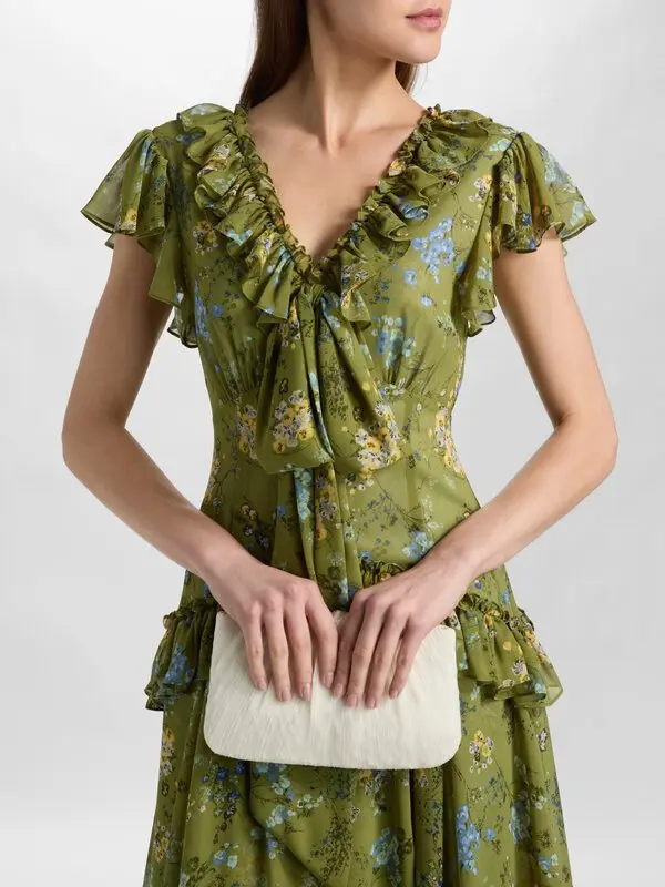 Cinq À Sept Sevi Windswept Floral Midi Dress - Iguana Multi