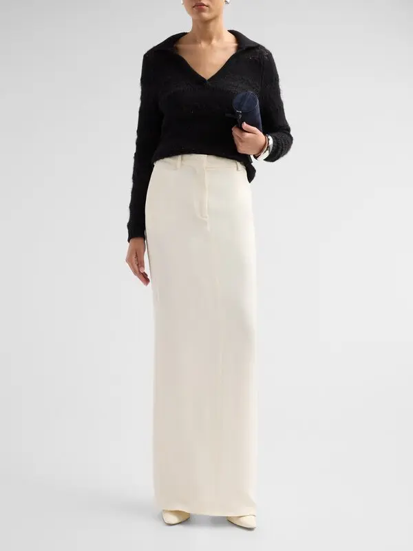 Fabiana Filippi Platinum Johnny Collar Wool-silk Blend Polo Sweater
