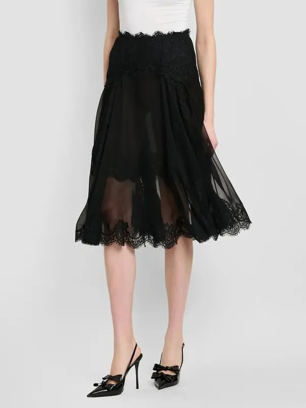 Dolce & Gabbana Lace-trimmed Chiffon Knee-length Skirt