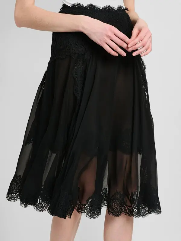 Dolce & Gabbana Lace-trimmed Chiffon Knee-length Skirt