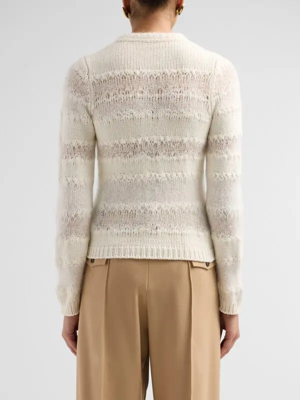 Fabiana Filippi Platinum Striped Virgin Wool-blend Cardigan