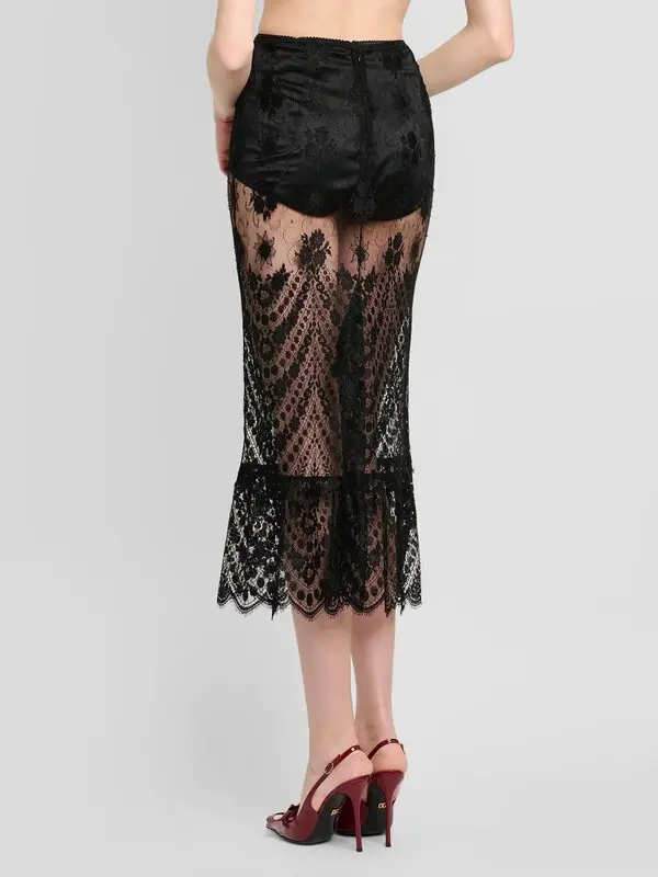 Dolce & Gabbana Pizzo Chantilly Lace Midi Skirt
