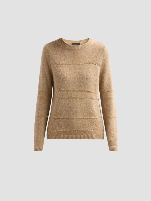 Fabiana Filippi Platinum Sequin Striped Crewneck Sweater