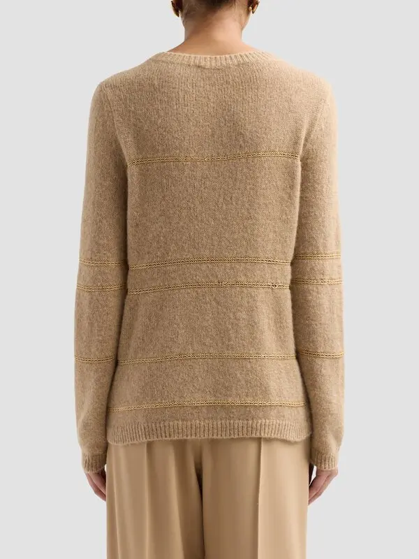 Fabiana Filippi Platinum Sequin Striped Crewneck Sweater