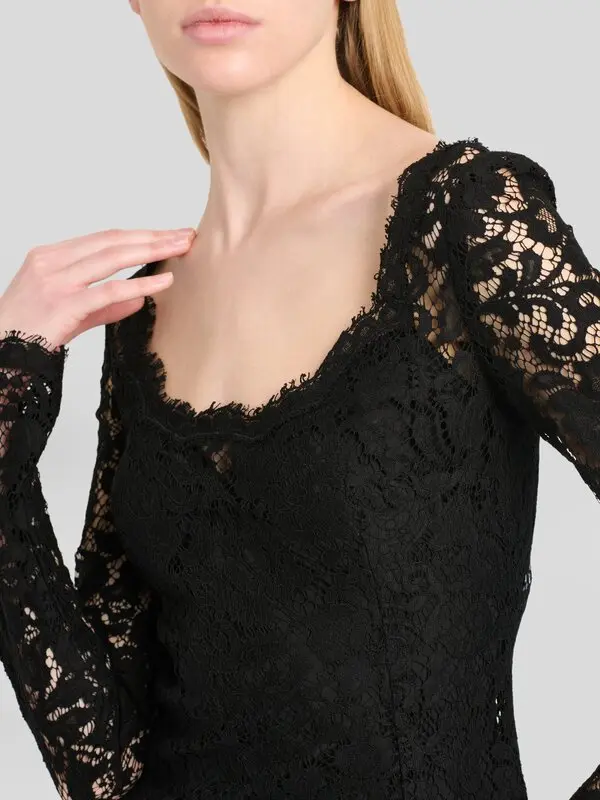 Dolce & Gabbana Lace Scoopneck Mini Dress - Nero