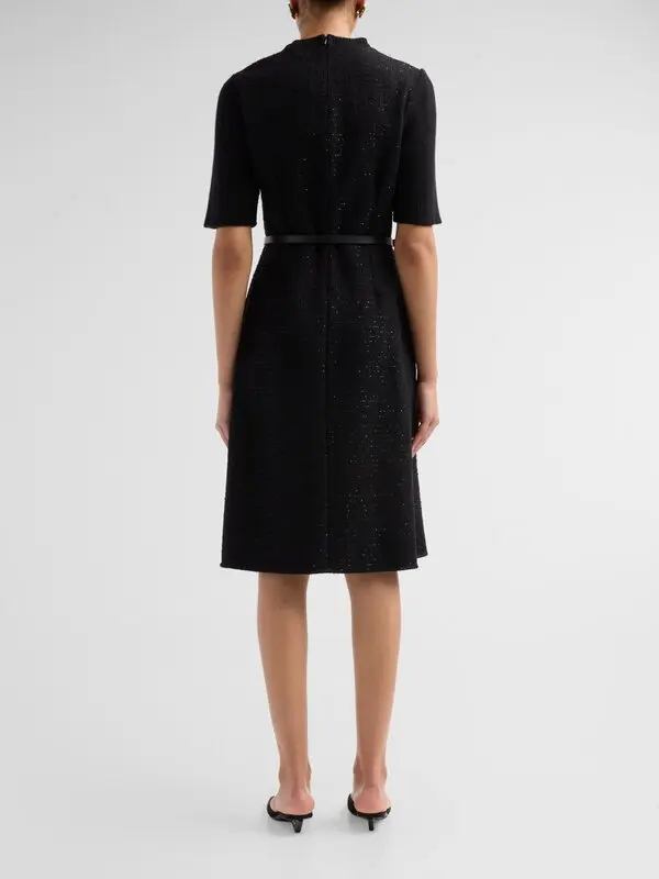 Fabiana Filippi Sequined Virgin Wool-blend Belted Knee-length Dress