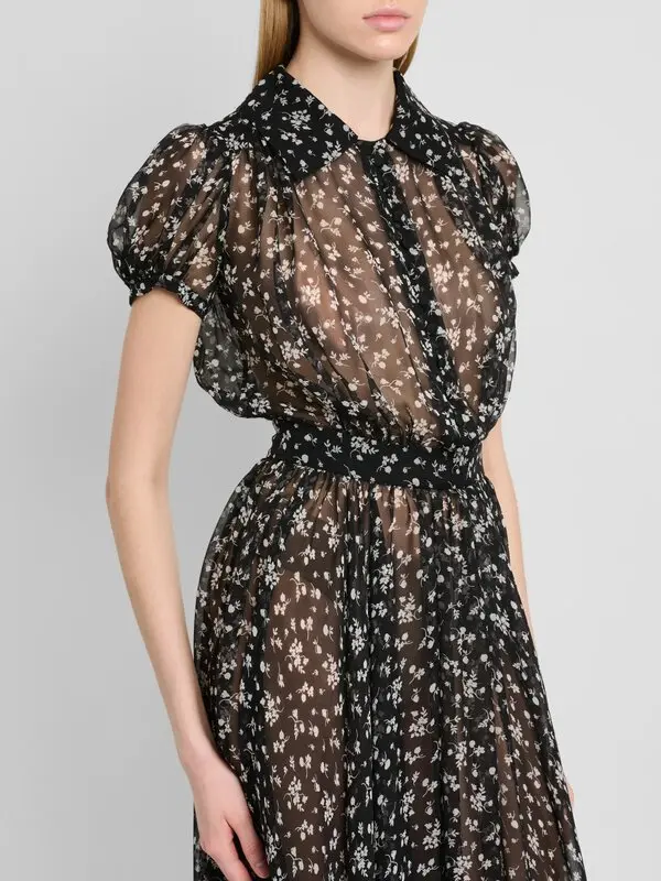 Dolce & Gabbana Chiffon Silk Floral Shirtdress