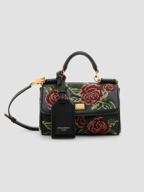 Dolce & Gabbana Sicily Floral Embroidered Top Handle Bag
