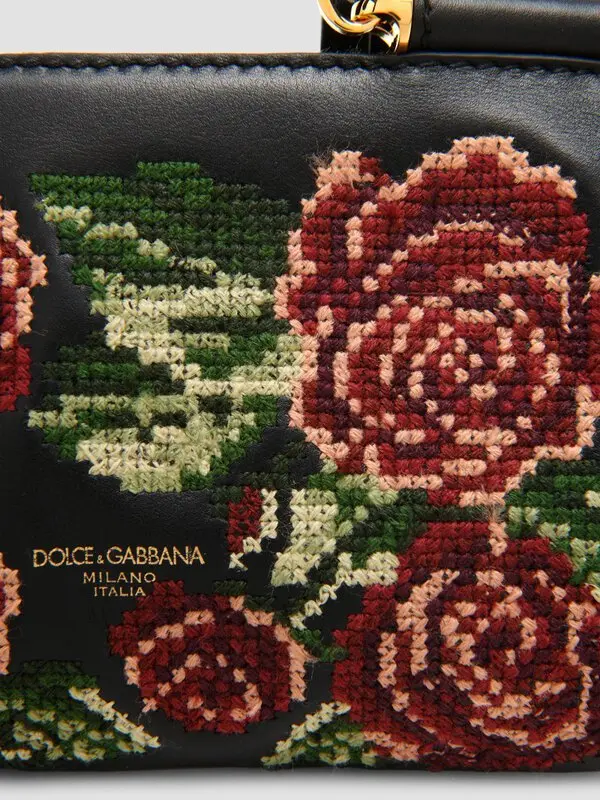 Dolce & Gabbana Sicily Floral Embroidered Top Handle Bag