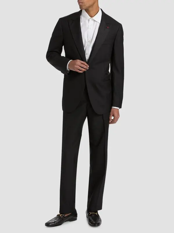 Isaia Peak-lapel Wool Tuxedo