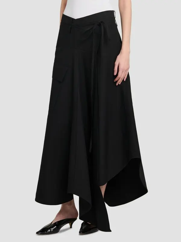 Bottega Veneta Asymmetric Cotton Toille Maxi Skirt