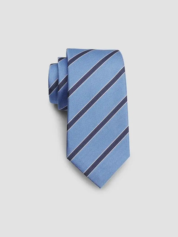 Isaia Repp Striped Silk Tie - Light Blue