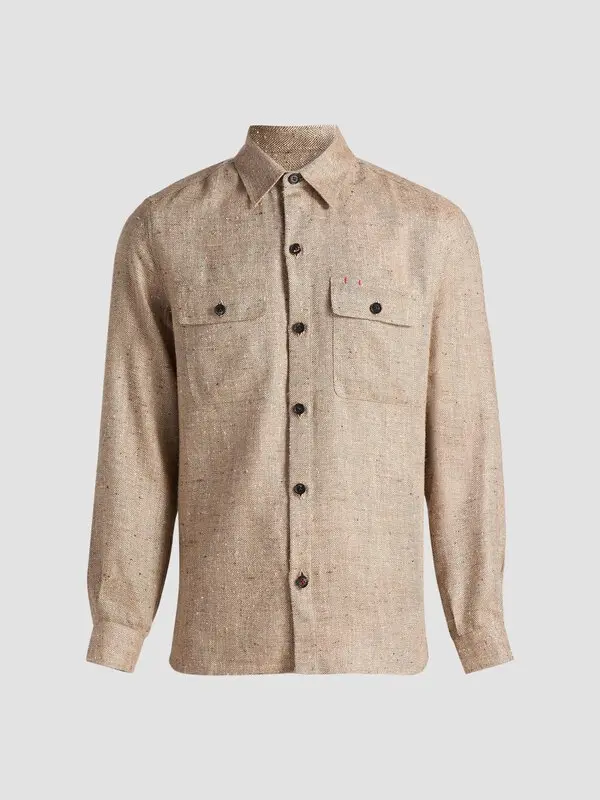 Isaia Herringbone Donegal Overshirt