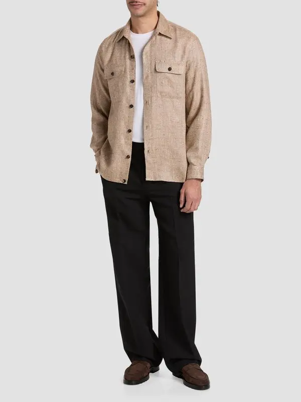 Isaia Herringbone Donegal Overshirt