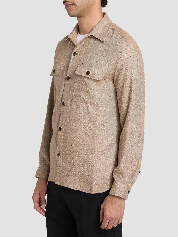 Isaia Herringbone Donegal Overshirt