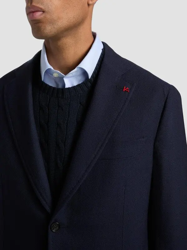 Isaia Capri Wool Jacket - Navy