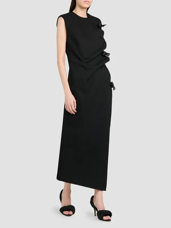 Bottega Veneta Buttoned Sleeveless Shift Midi Dress