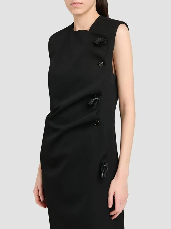 Bottega Veneta Buttoned Sleeveless Shift Midi Dress