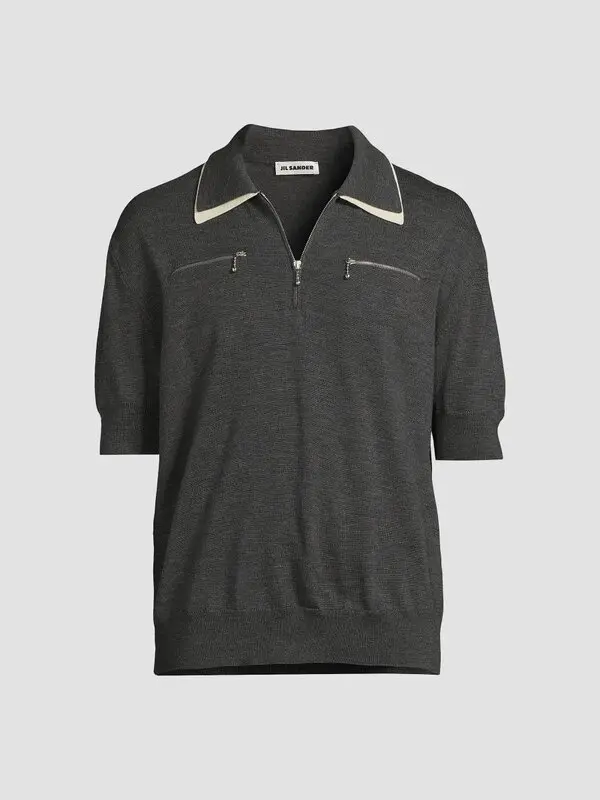JIL SANDER Wool Knit Relaxed-fit Polo Sweater