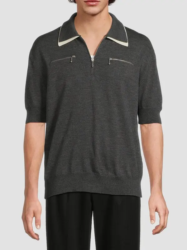 JIL SANDER Wool Knit Relaxed-fit Polo Sweater