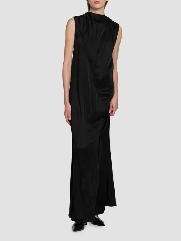 JIL SANDER Crinkle Satin Sleeveless Maxi Dress