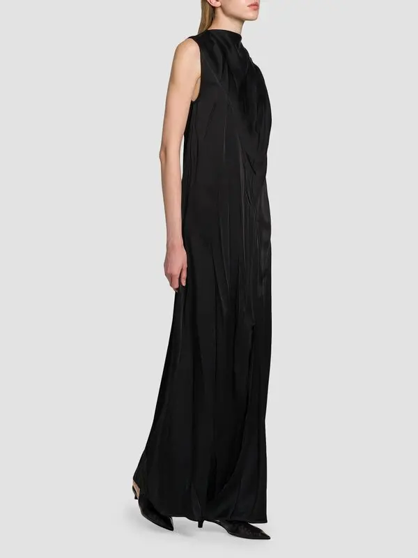 JIL SANDER Crinkle Satin Sleeveless Maxi Dress