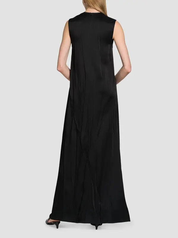 JIL SANDER Crinkle Satin Sleeveless Maxi Dress