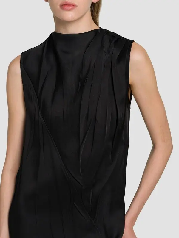 JIL SANDER Crinkle Satin Sleeveless Maxi Dress