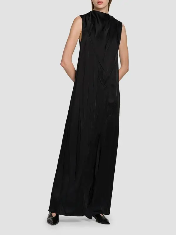 JIL SANDER Crinkle Satin Sleeveless Maxi Dress