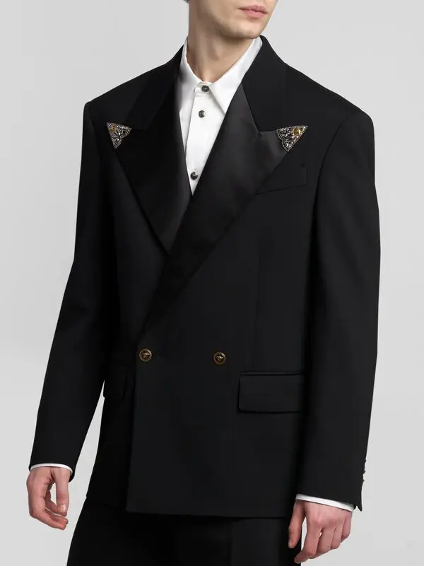 Versace Embellished Stretch Wool Evening Jacket