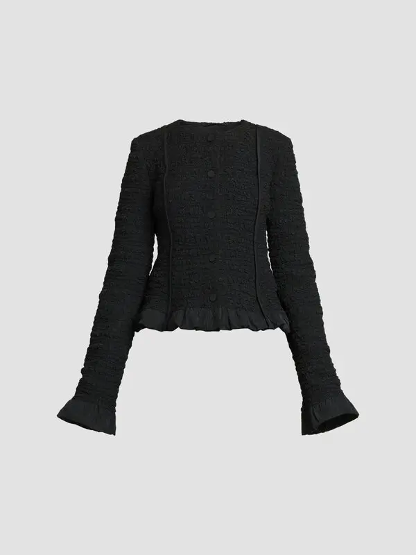 JIL SANDER Smocked Fitted Frill Jacket