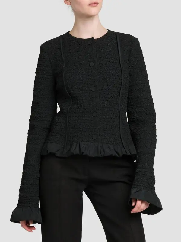 JIL SANDER Smocked Fitted Frill Jacket