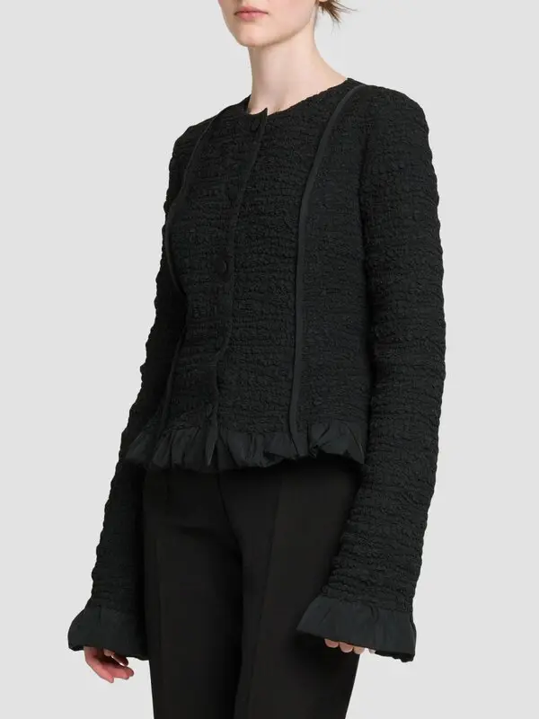JIL SANDER Smocked Fitted Frill Jacket
