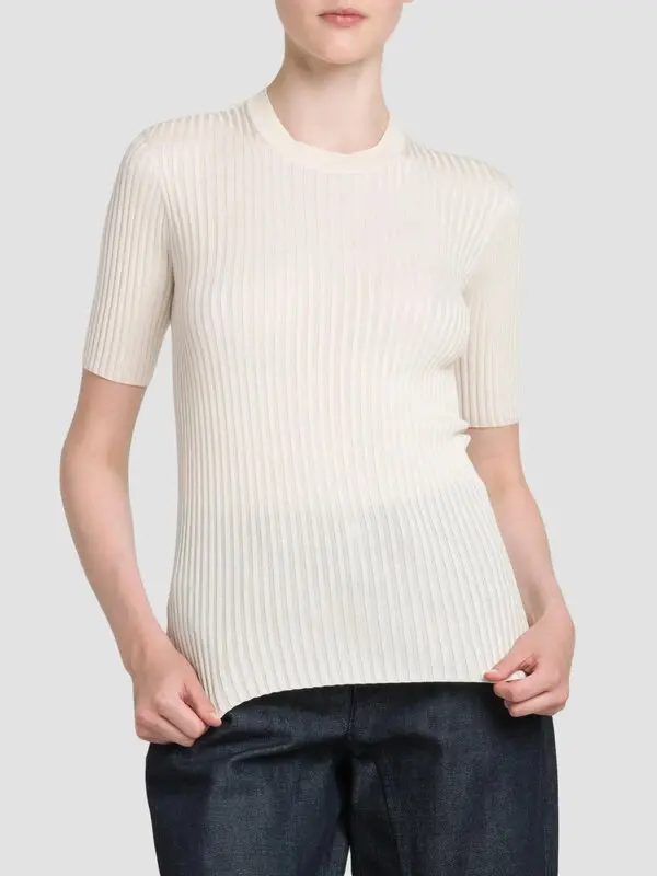 JIL SANDER Merino Wool Rib-knit Top - Corn Silk