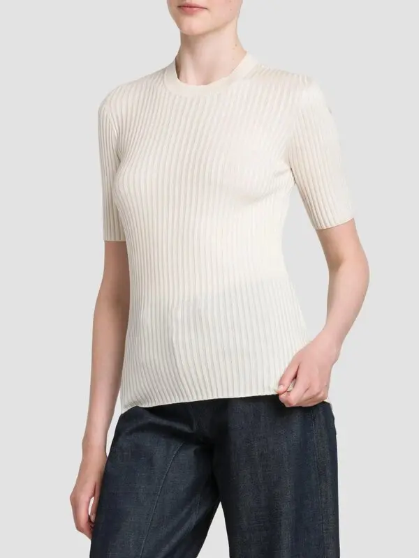 JIL SANDER Merino Wool Rib-knit Top - Corn Silk