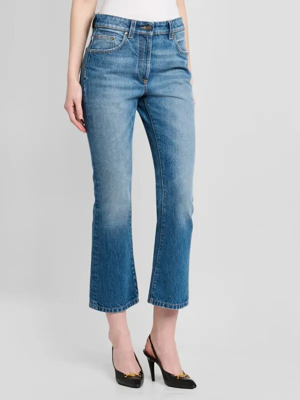 Versace Stone-wash Crop Slim Jeans