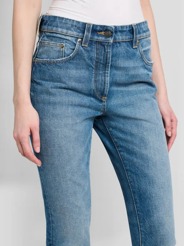 Versace Stone-wash Crop Slim Jeans