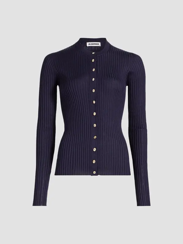 JIL SANDER Superfine Seamless Silk Rib-knit Cardigan