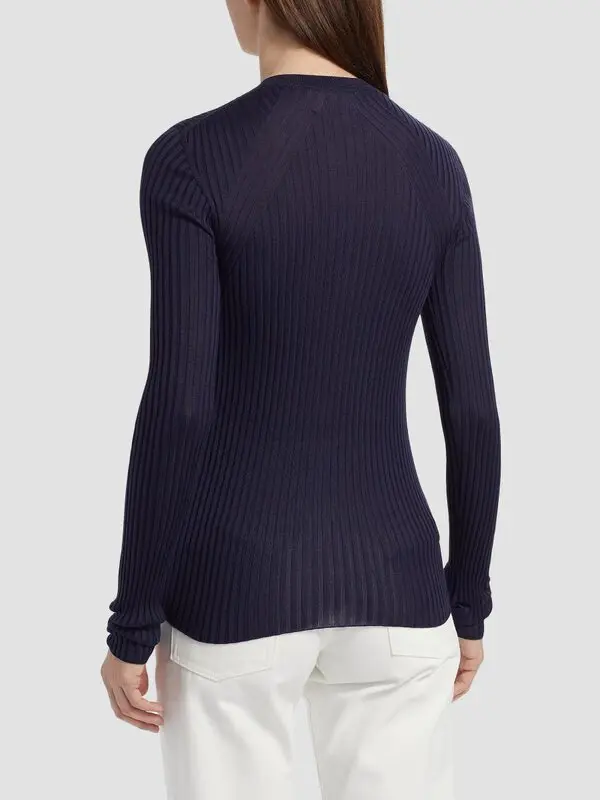 JIL SANDER Superfine Seamless Silk Rib-knit Cardigan