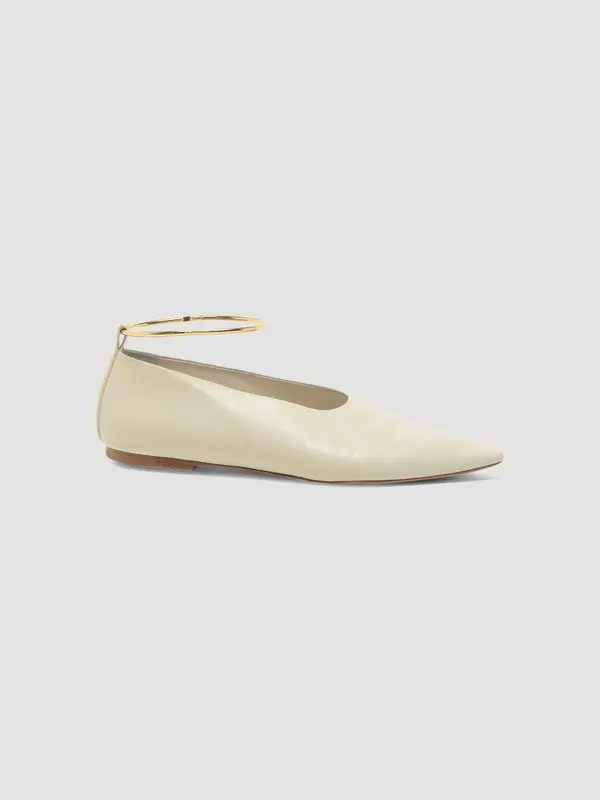 JIL SANDER Ring Leather Ballerina Flats - Bone