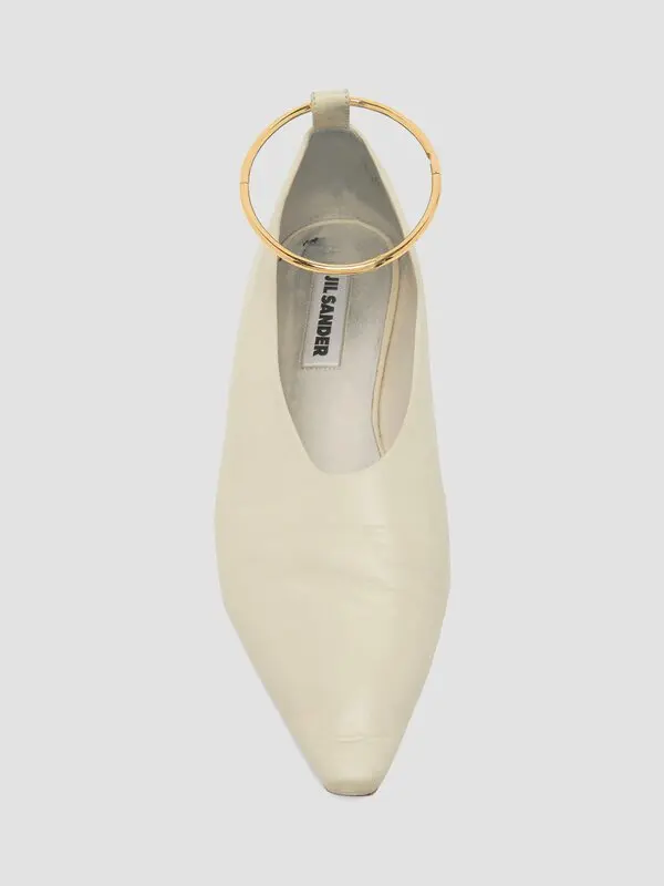 JIL SANDER Ring Leather Ballerina Flats - Bone