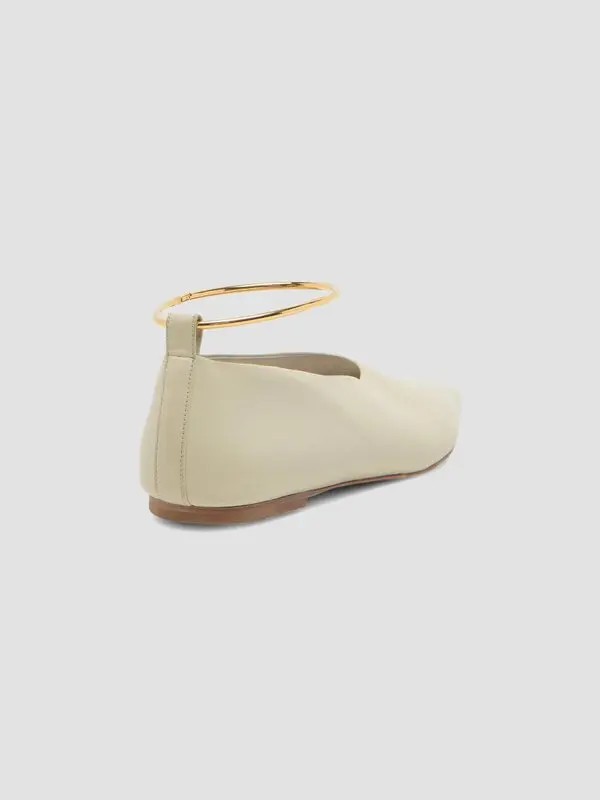 JIL SANDER Ring Leather Ballerina Flats - Bone