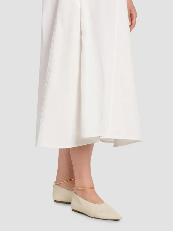 JIL SANDER Ring Leather Ballerina Flats - Bone