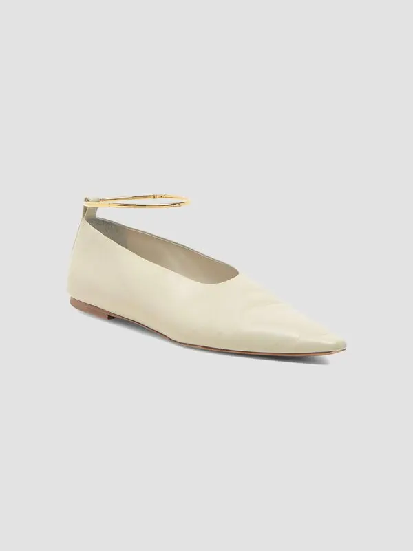 JIL SANDER Ring Leather Ballerina Flats - Bone