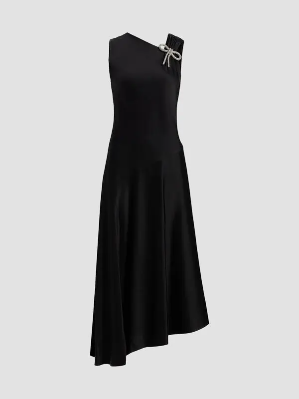 JIL SANDER Crystal Bow Bias-cut Midi-dress - Black